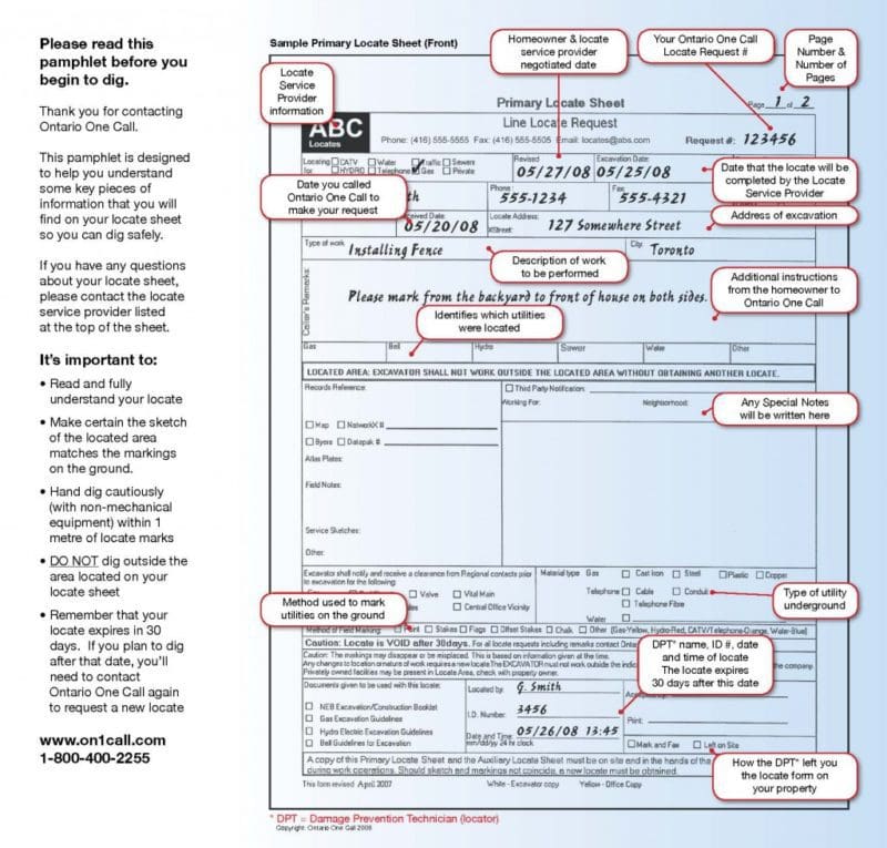 Colour Codes for Valid Locates in Hamilton ON - Super Sucker